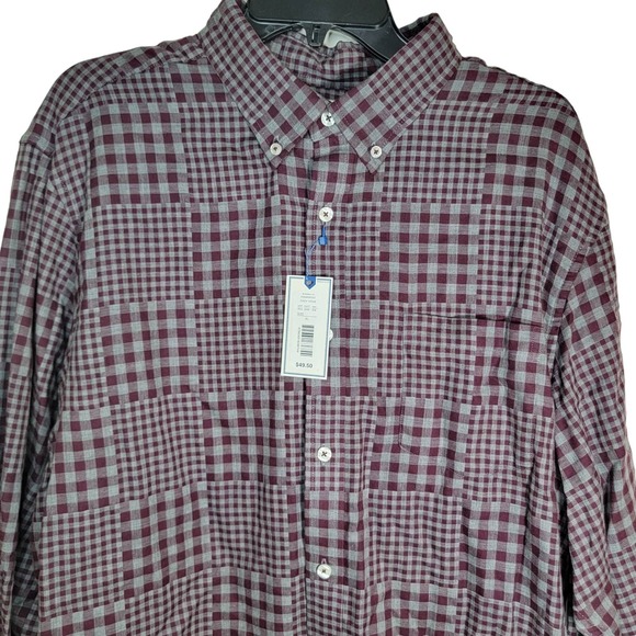 ROWM | Shirts | Rowm Shirt 3xt Tall Check Madras Maroon Red Gray Nwt ...